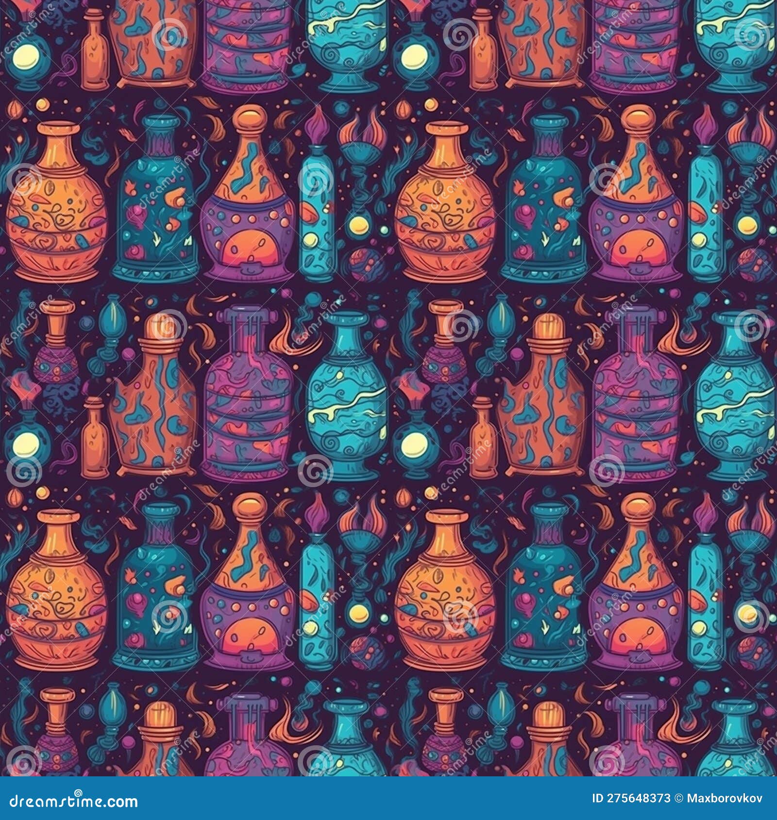 Composition of Artistic Painted Handcrafted Pottery Jars. AI Generative ...