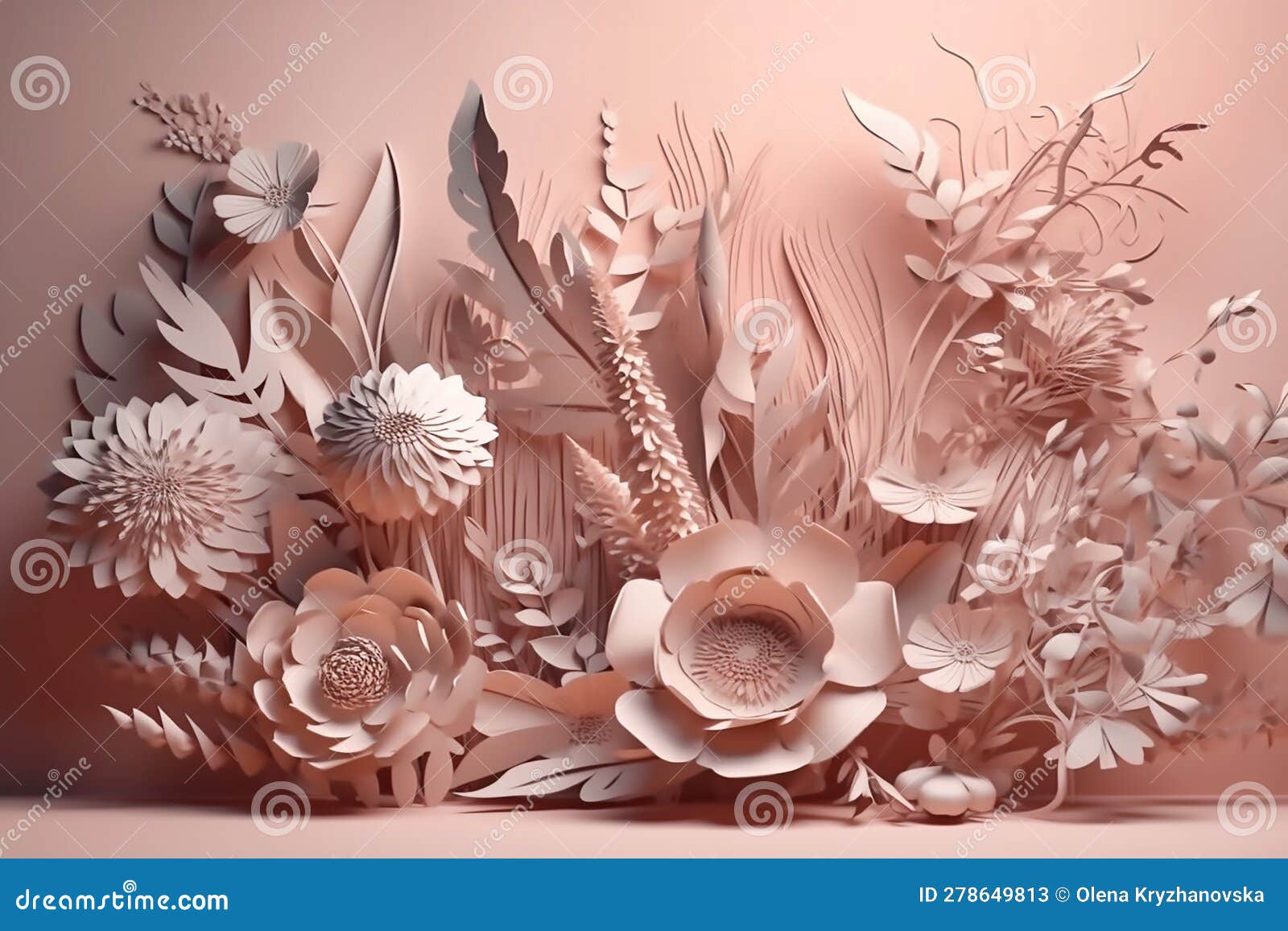 Composition of Ash Pink Artificial Flowers on a Ash Pink Background ...