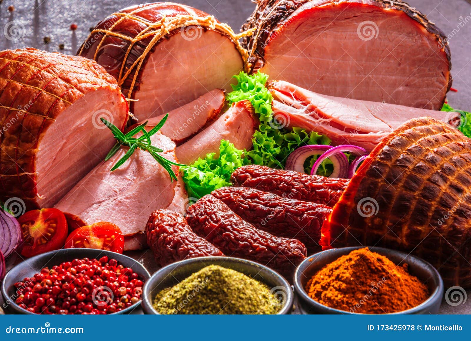 Composition with Assorted Meat Products Stock Photo - Image of assorted ...