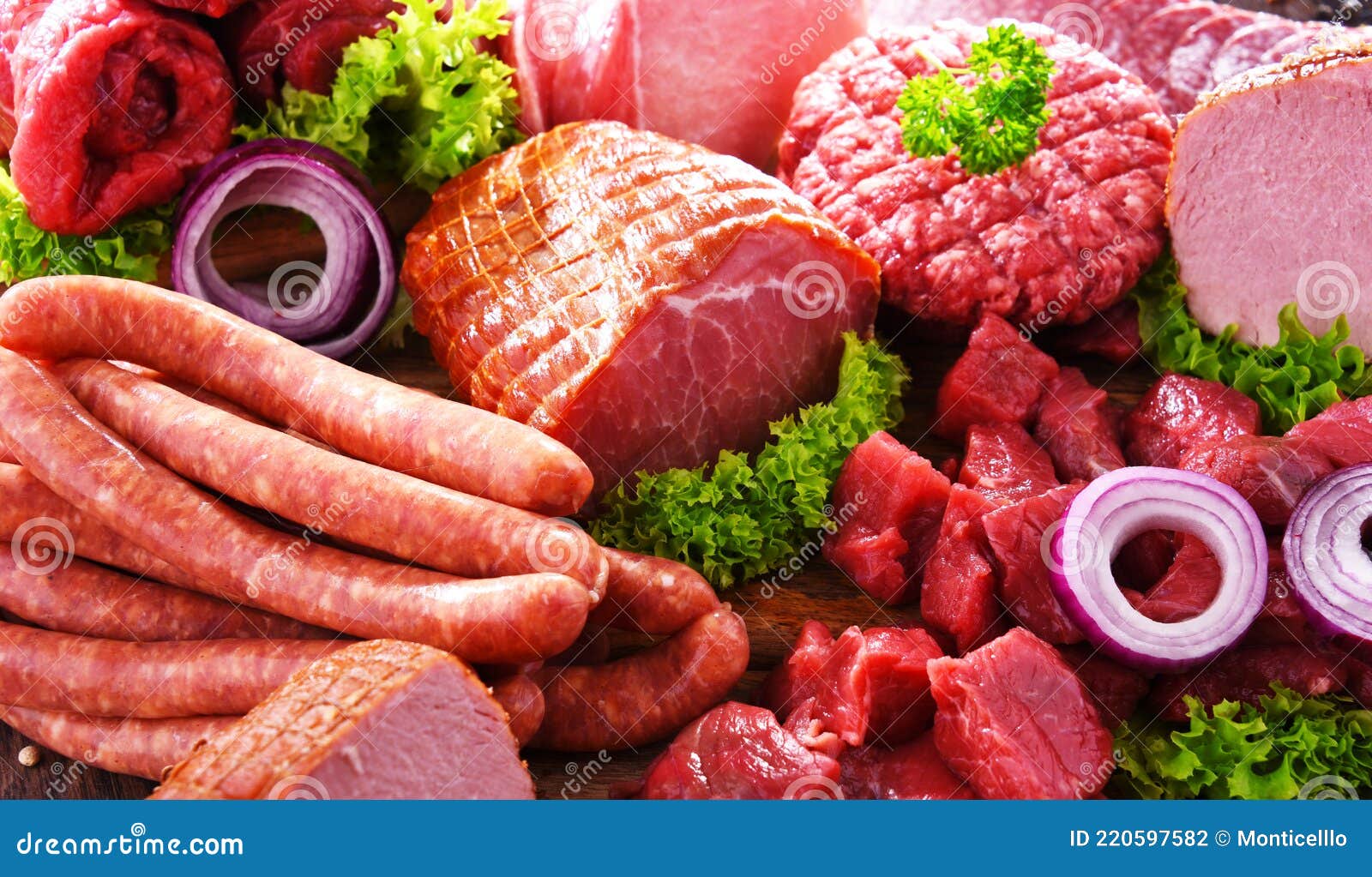 Composition with Assorted Meat Products Stock Photo - Image of meat ...