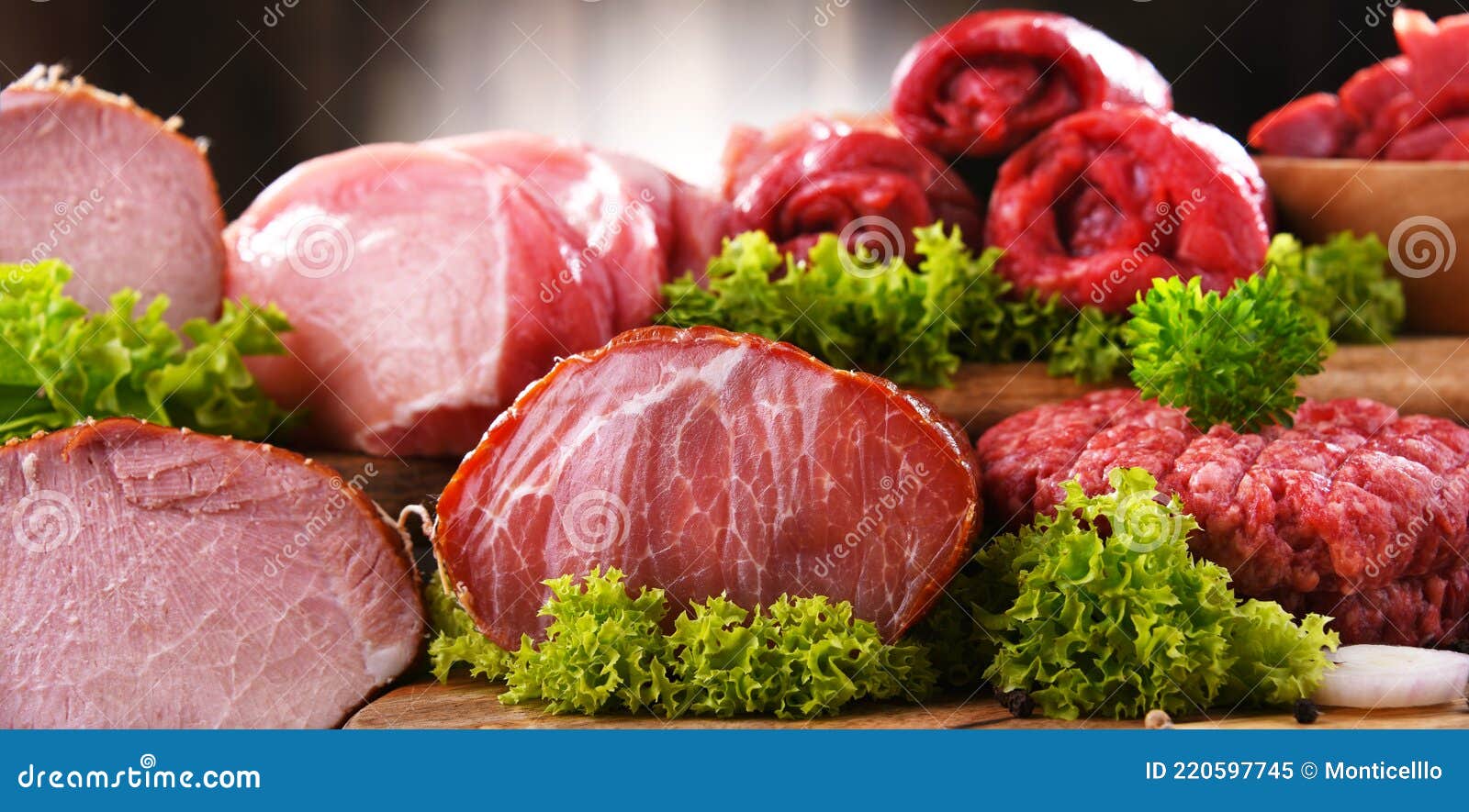 Composition with Assorted Meat Products Stock Image - Image of chop ...