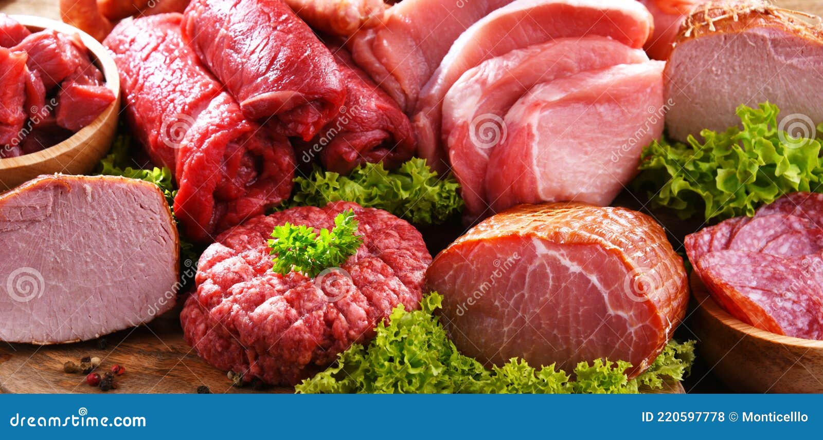 Composition with Assorted Meat Products Stock Photo - Image of steak ...