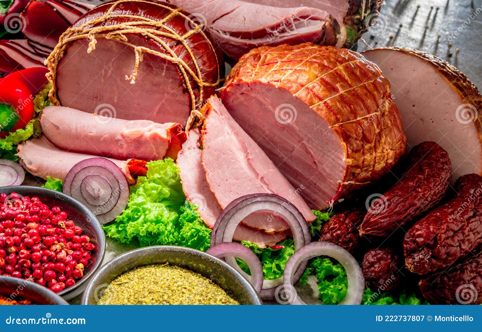 Composition with Assorted Meat Products Stock Image - Image of assorted ...