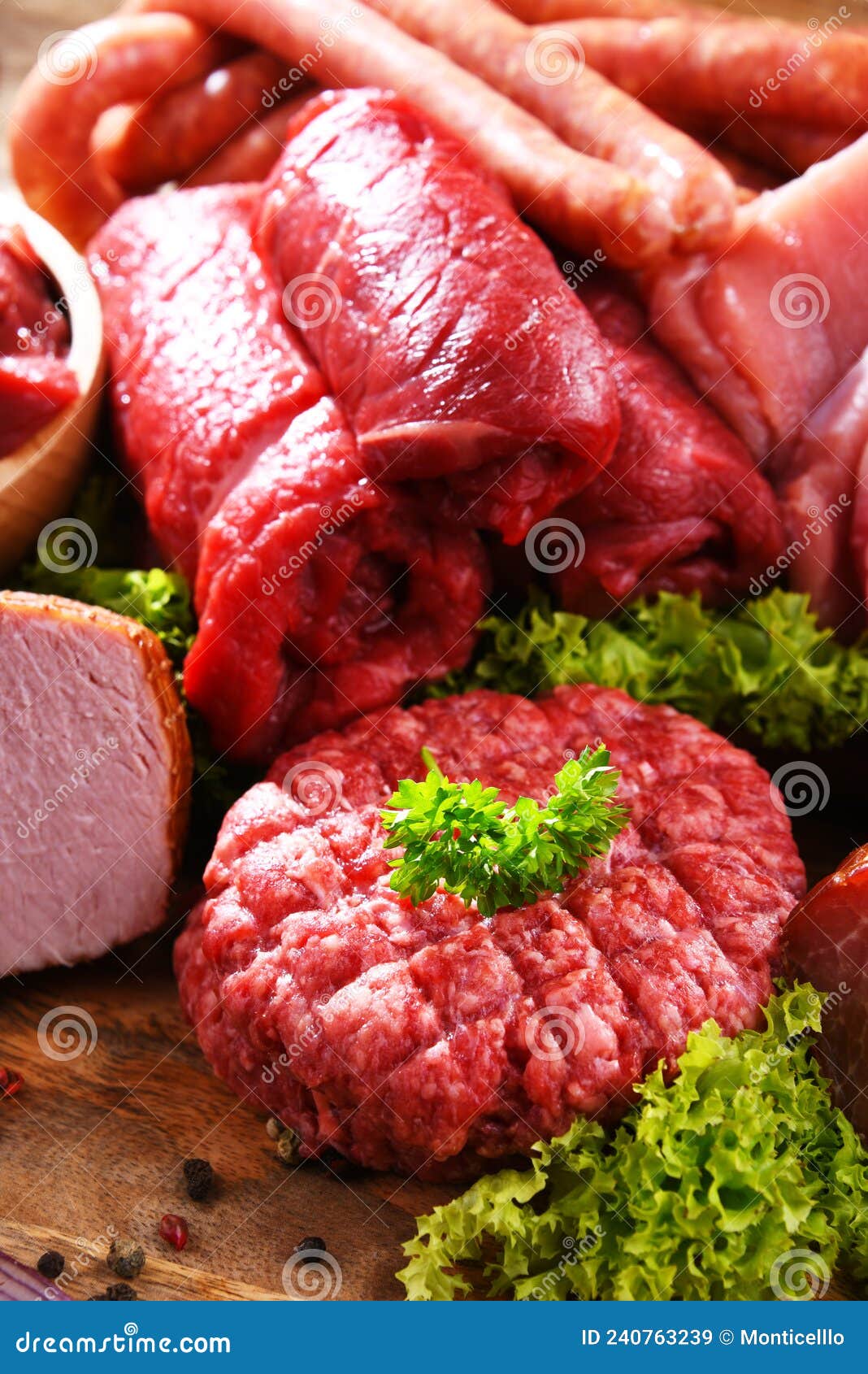 Composition with Assorted Meat Products Stock Image - Image of beef ...