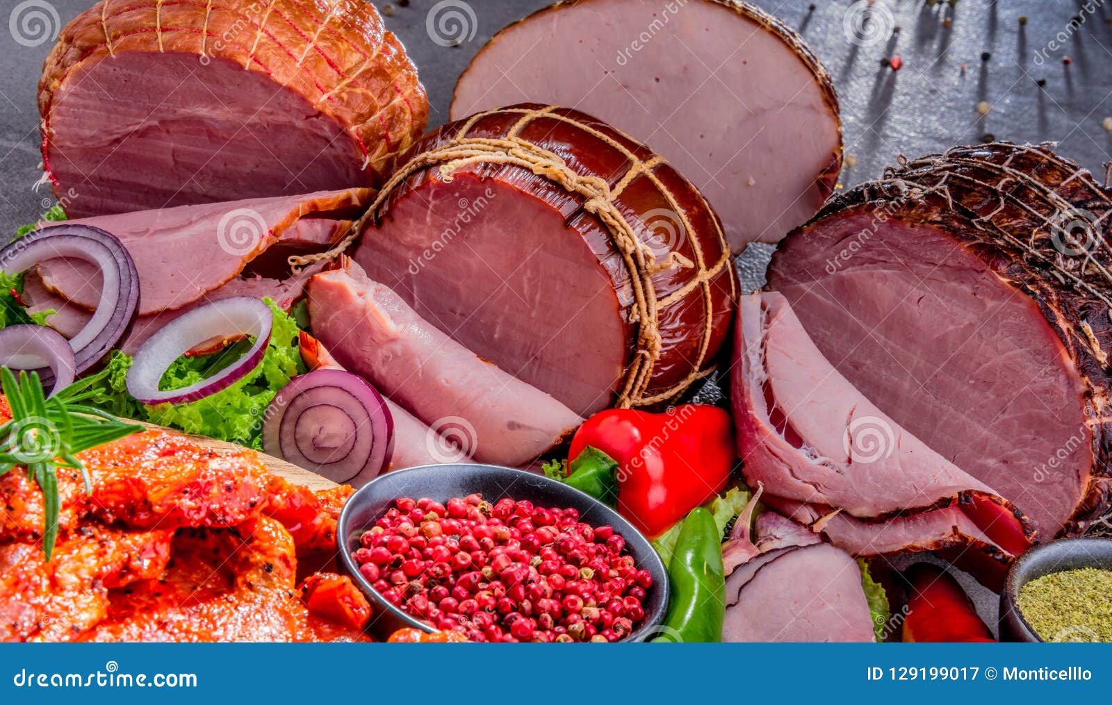 Composition with Assorted Meat Products Stock Image - Image of steak ...