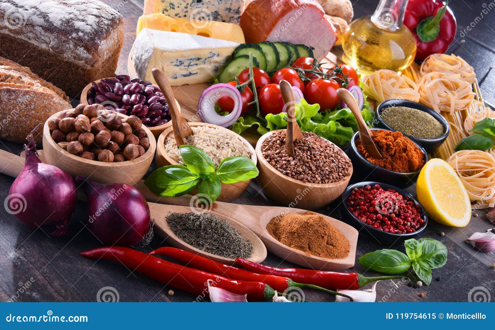 Composition with Assorted Organic Food Products on the Table Stock ...