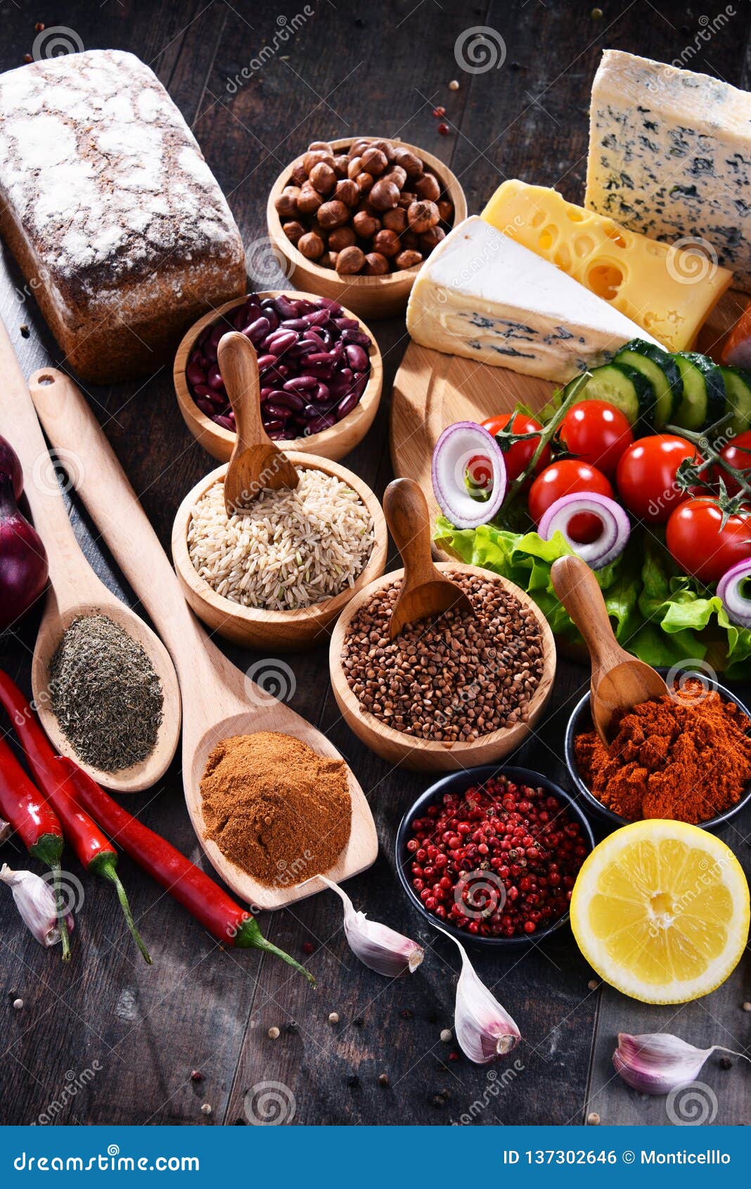 Composition with Assorted Organic Food Products on the Table Stock ...