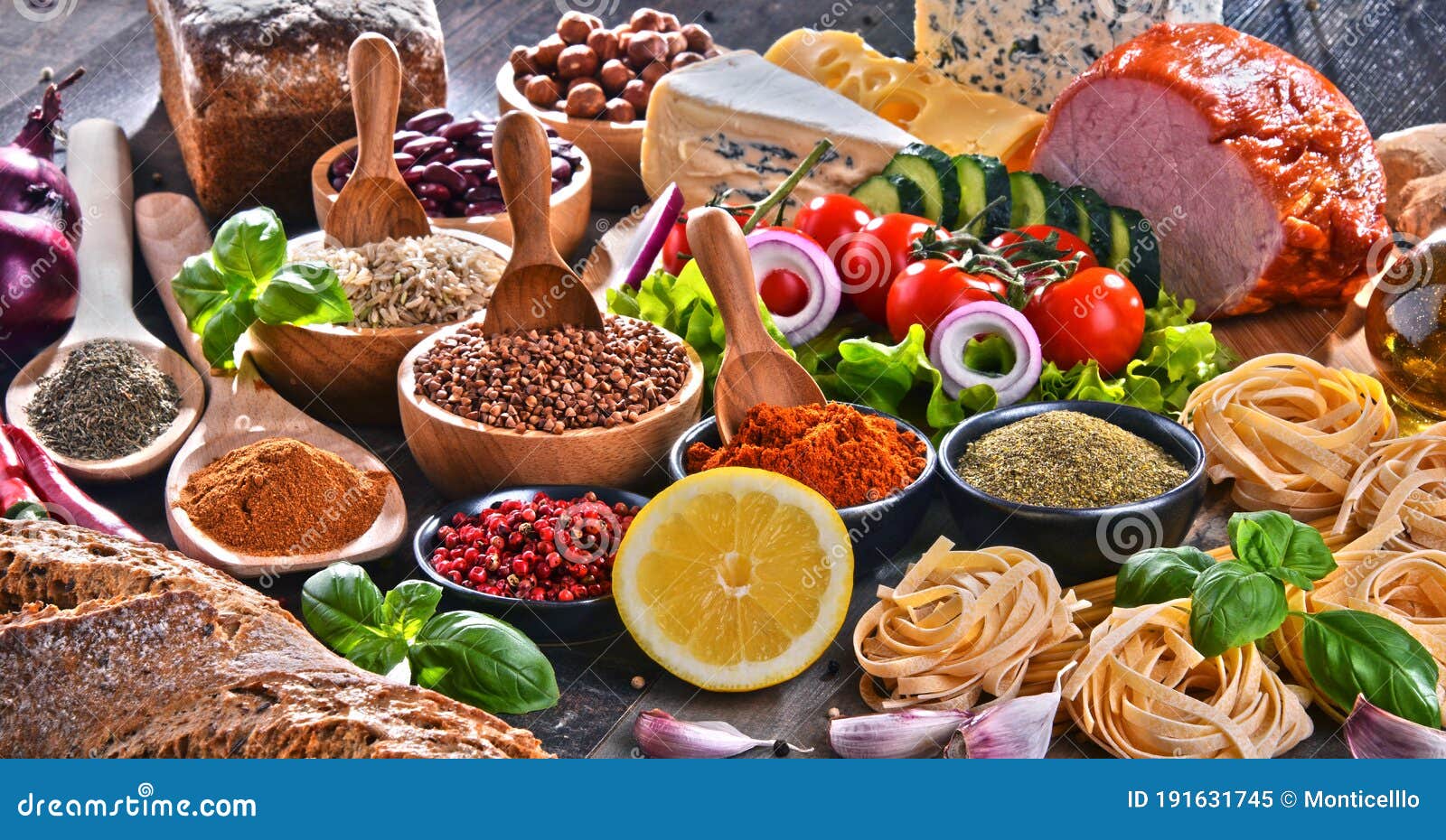 Composition with Assorted Organic Food Products on the Table Stock ...