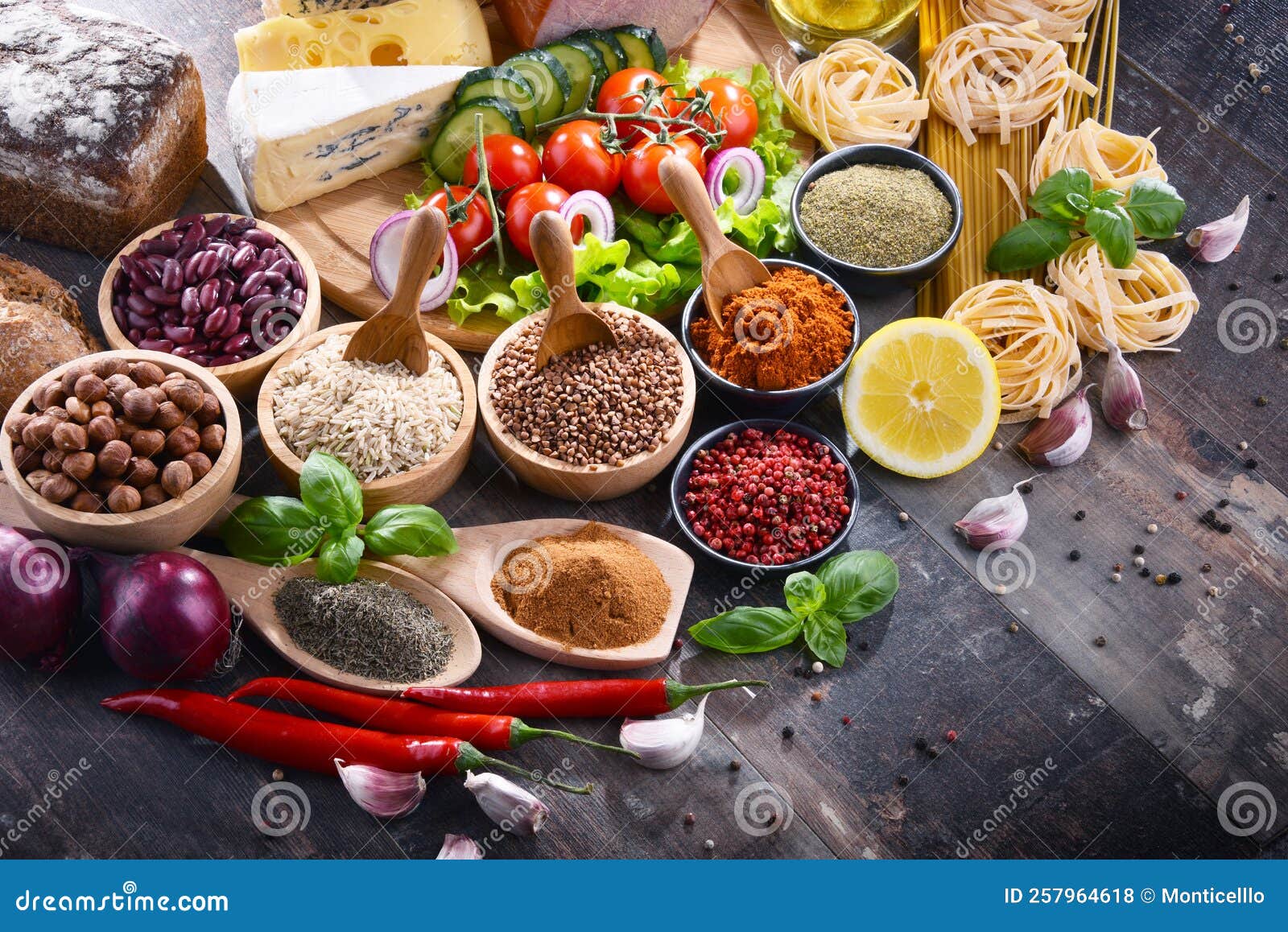 Composition with Assorted Organic Food Products on the Table Stock ...