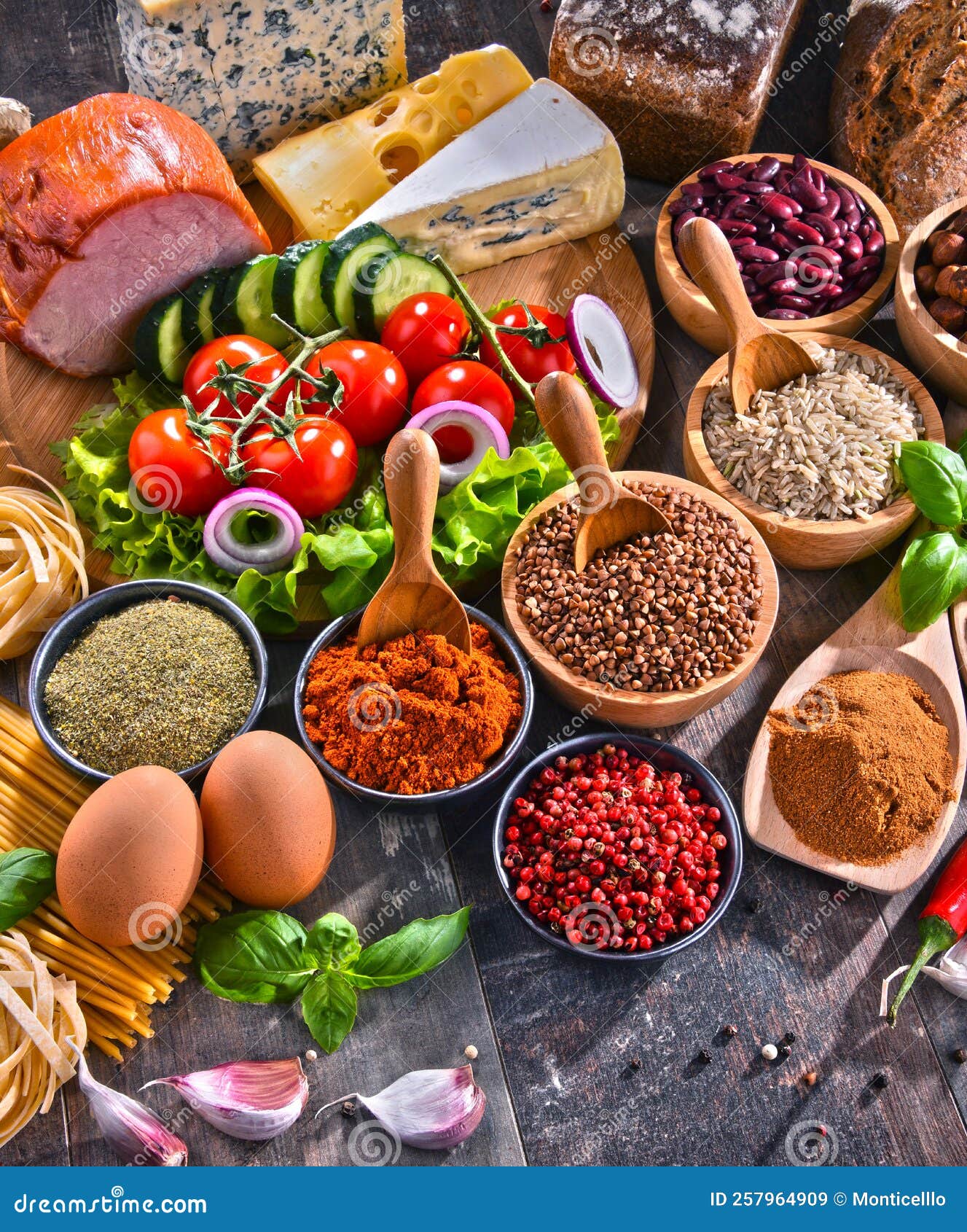 Composition with Assorted Organic Food Products on the Table Stock ...