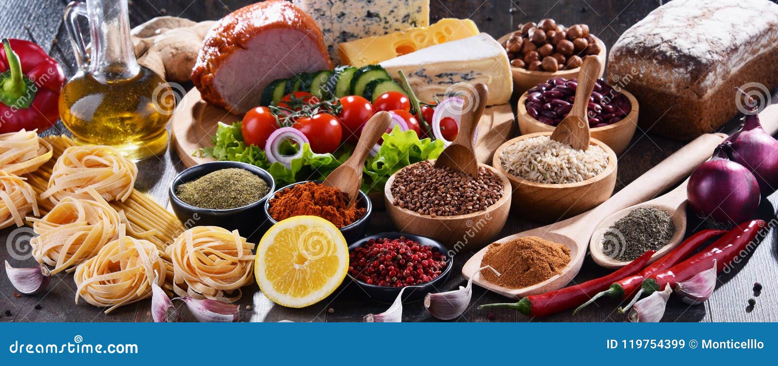 Composition with Assorted Organic Food Products on the Table Stock ...