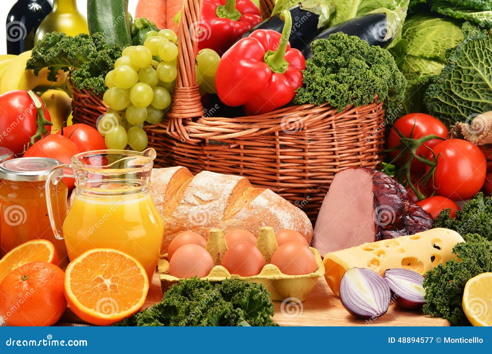 Composition with Assorted Organic Grocery Products Stock Image - Image ...