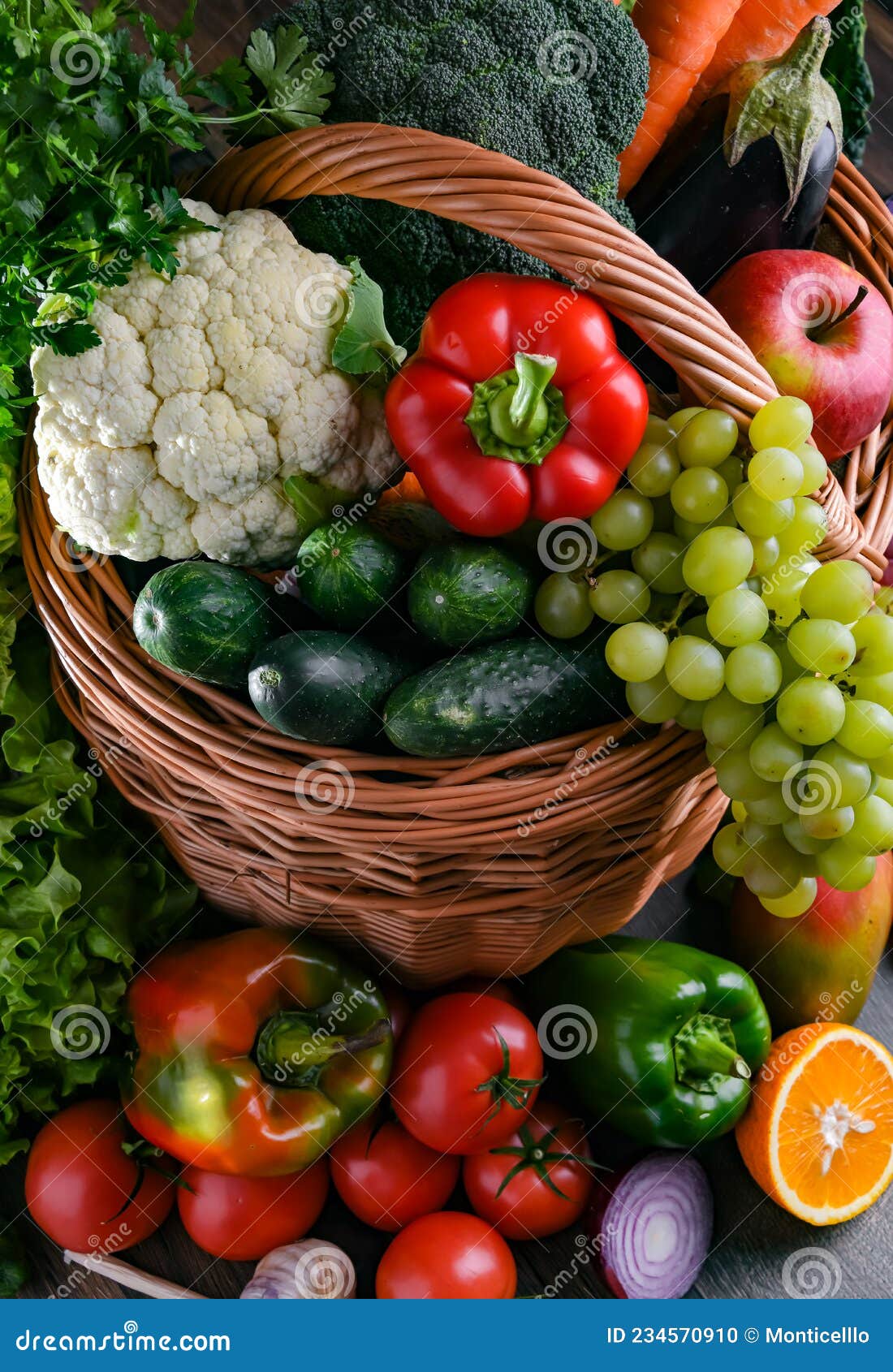 Composition with Assorted Organic Vegetables and Fruits Stock Photo ...