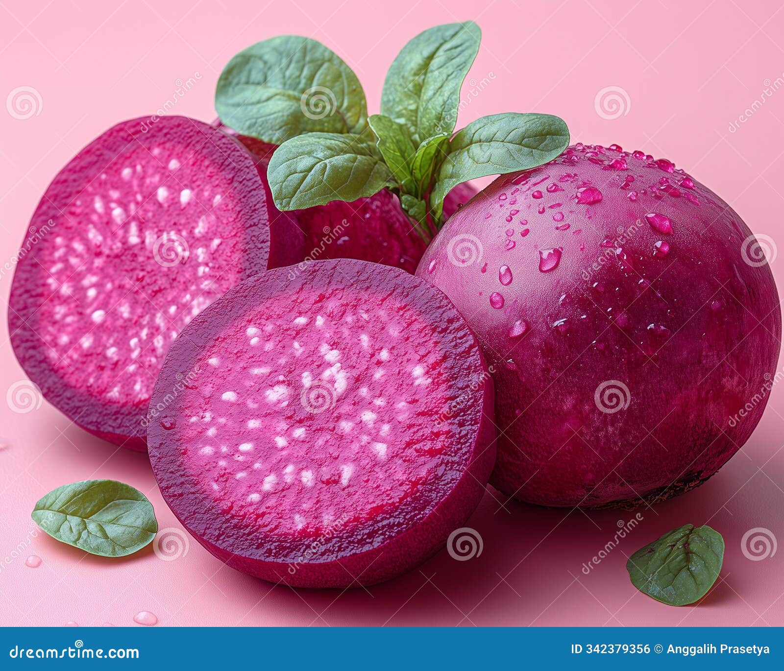 Composition with a Beetroot with Pink Background Stock Illustration ...