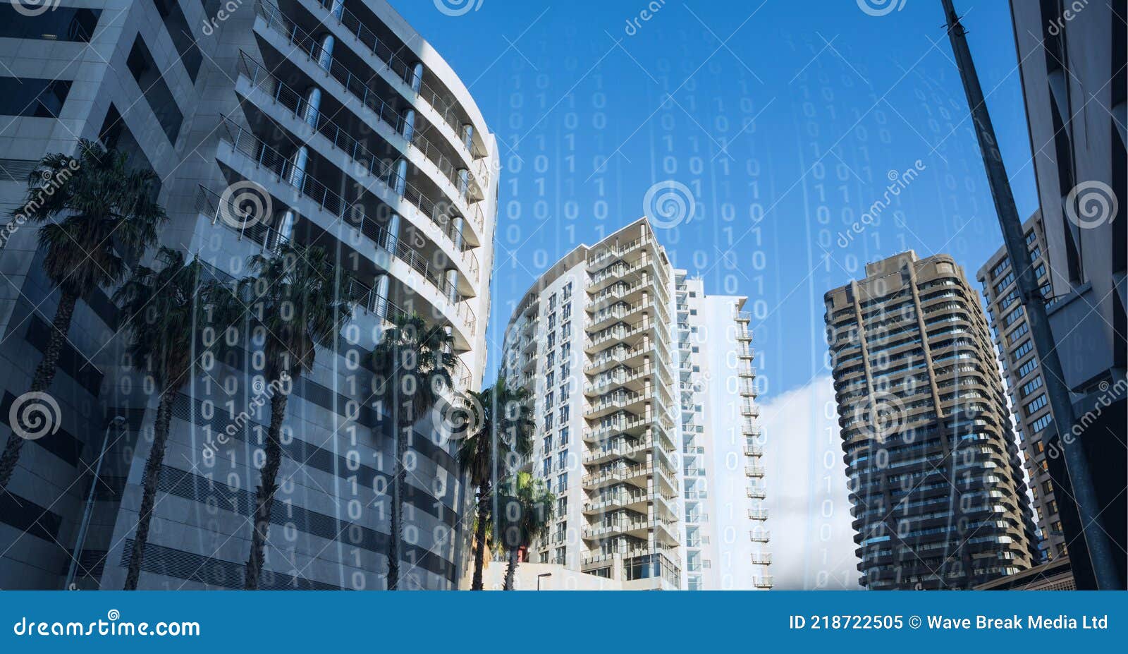 Composition of Binary Coding Over Cityscape Stock Image - Image of database, cityscape: 218722505