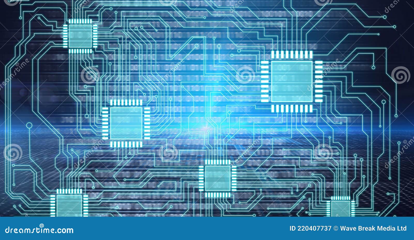 Composition of Binary Coding Over Computer Processor Circuit Board Stock Illustration ...