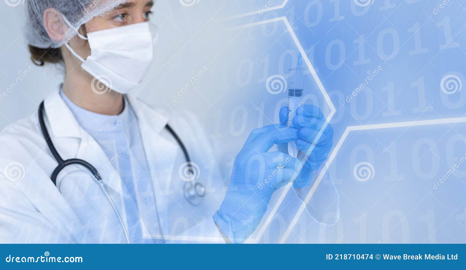 Composition of Binary Coding Over Doctor in Face Mask with Syringe ...