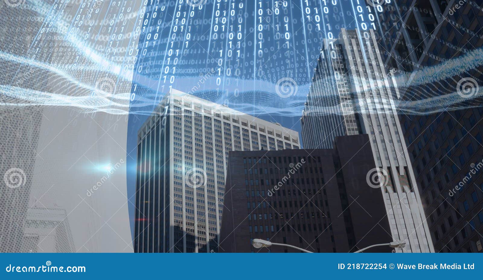 Composition of Binary Coding Over Modern Office Buildings Background ...