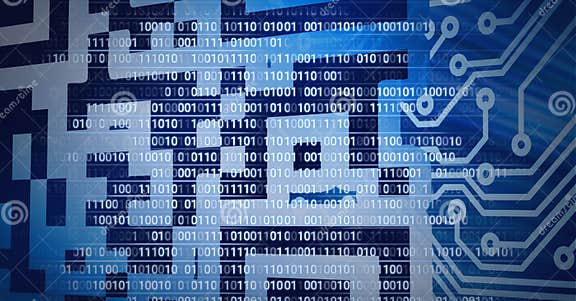 Composition of Binary Coding Processing Over Computer Circuit Board Stock Illustration ...