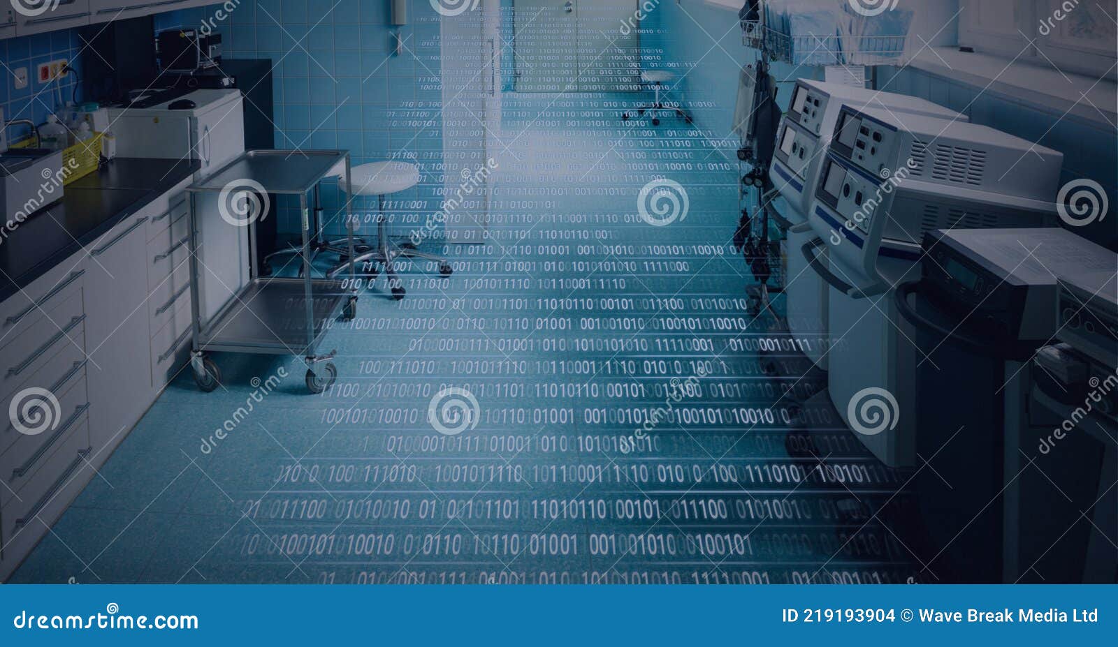 Composition of Binary Coding Processing Over Laboratory Stock Photo ...
