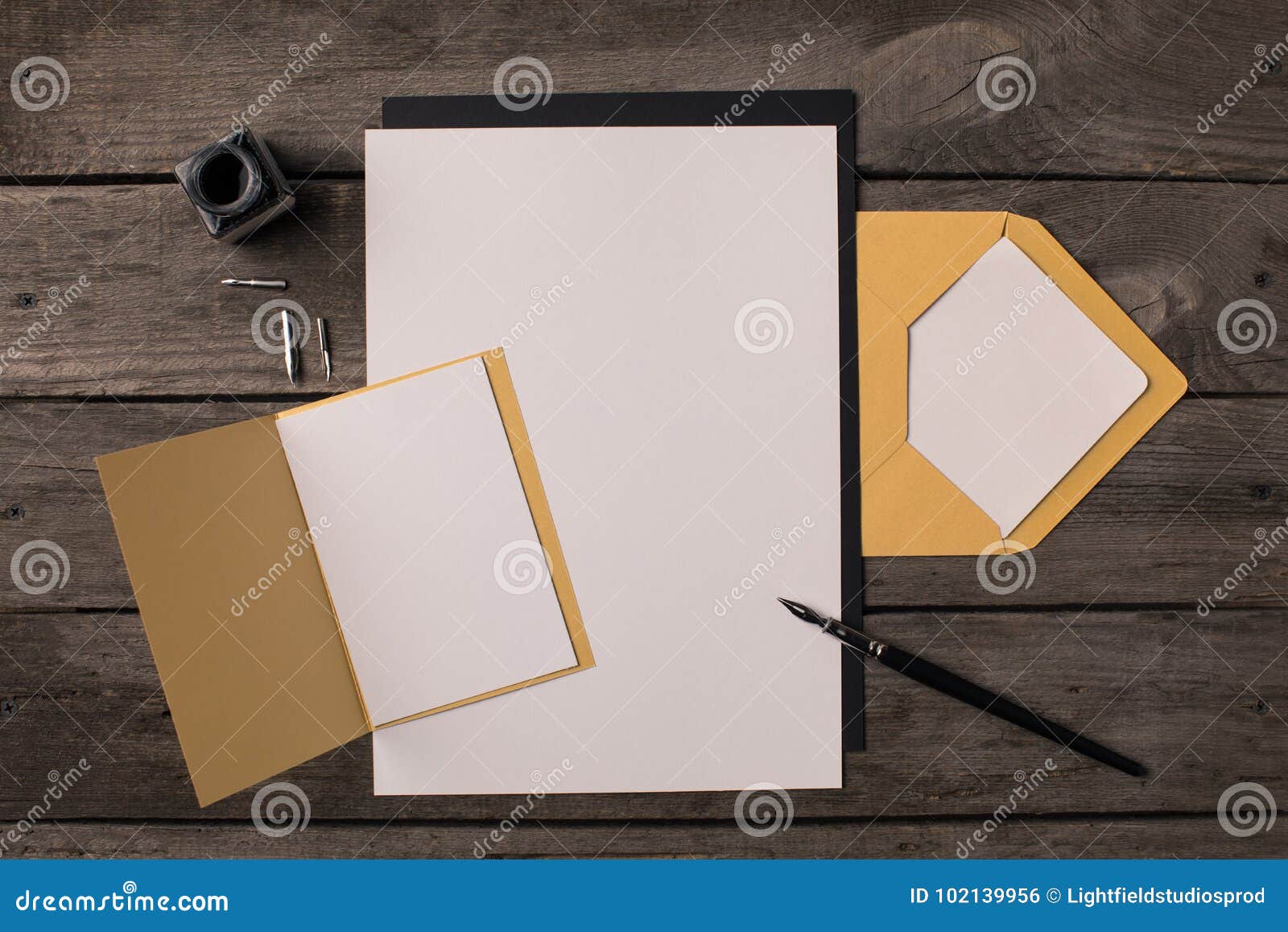 Composition of Blank Papers for Invitations Stock Photo - Image of ...