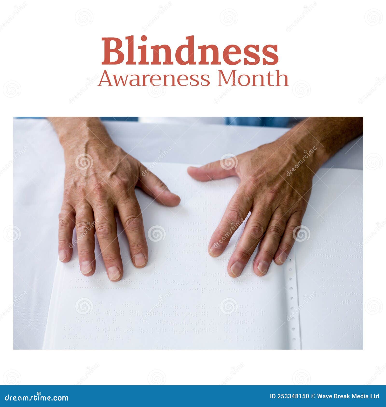 Composition of Blindness Awareness Month Text Over Hands Reading ...