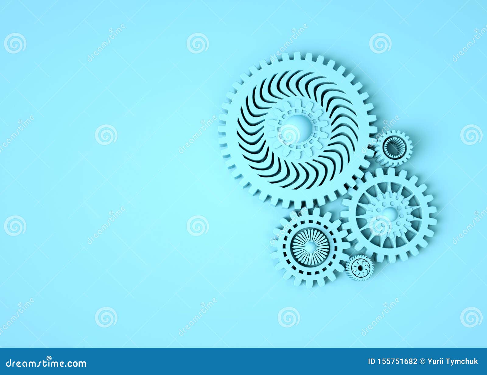 Composition of Blue Gears Symbolizing Cooperation and Teamwork. Place ...