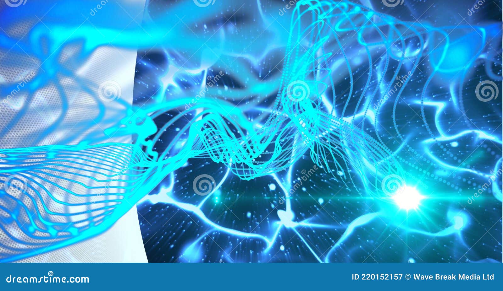 Composition of Blue Glowing Mesh Network of Connections on White and ...