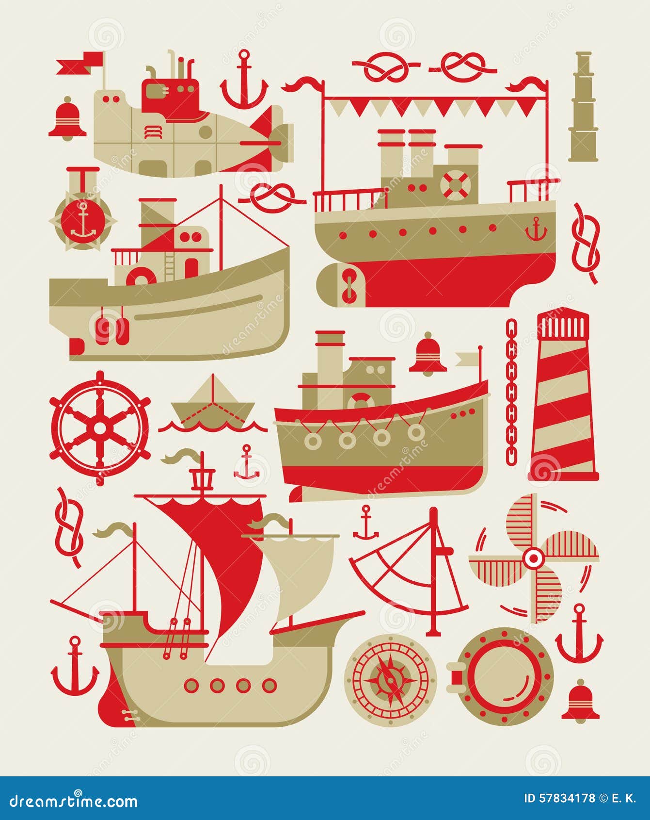 Composition with Boat Silhouettes. Stock Vector - Illustration of ...