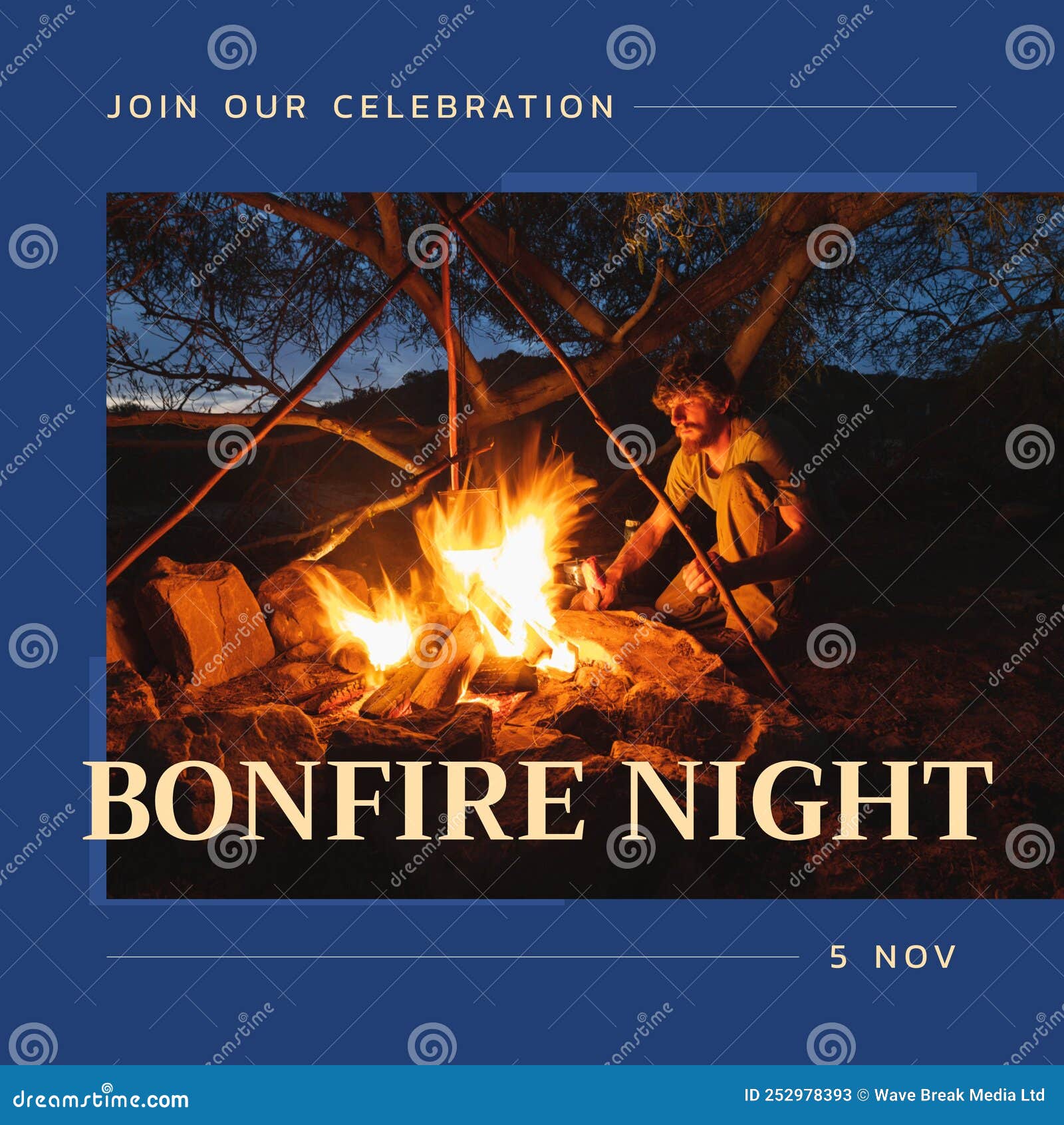 Composition of Bonfire Night Text Over Caucasian Man and Bonfire Stock ...