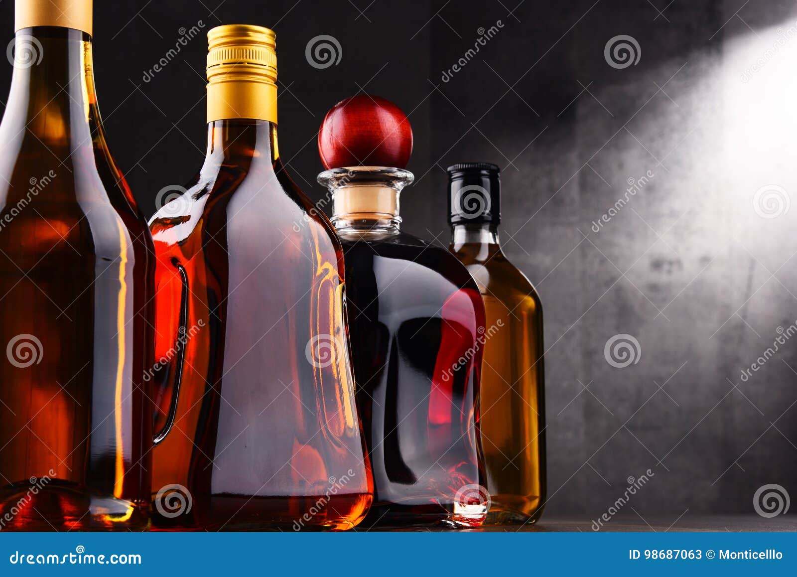 Bottles of Assorted Alcoholic Beverages Stock Image - Image of product ...