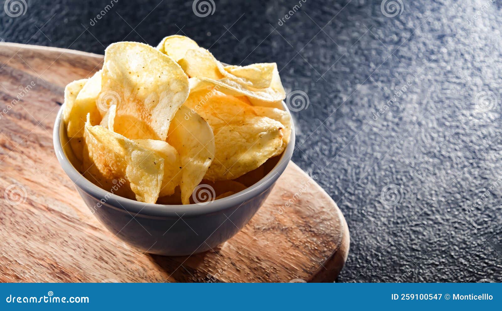 Composition with a Bowl of Potato Chips Stock Image - Image of side ...