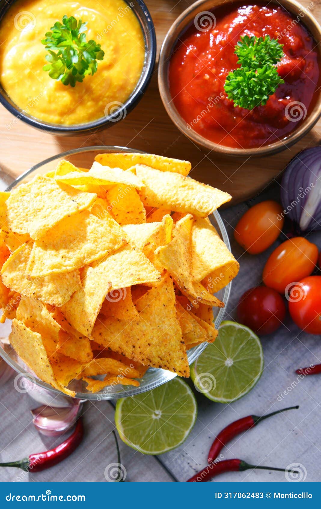 Composition with Bowl of Potato Chips Stock Image - Image of mexican ...