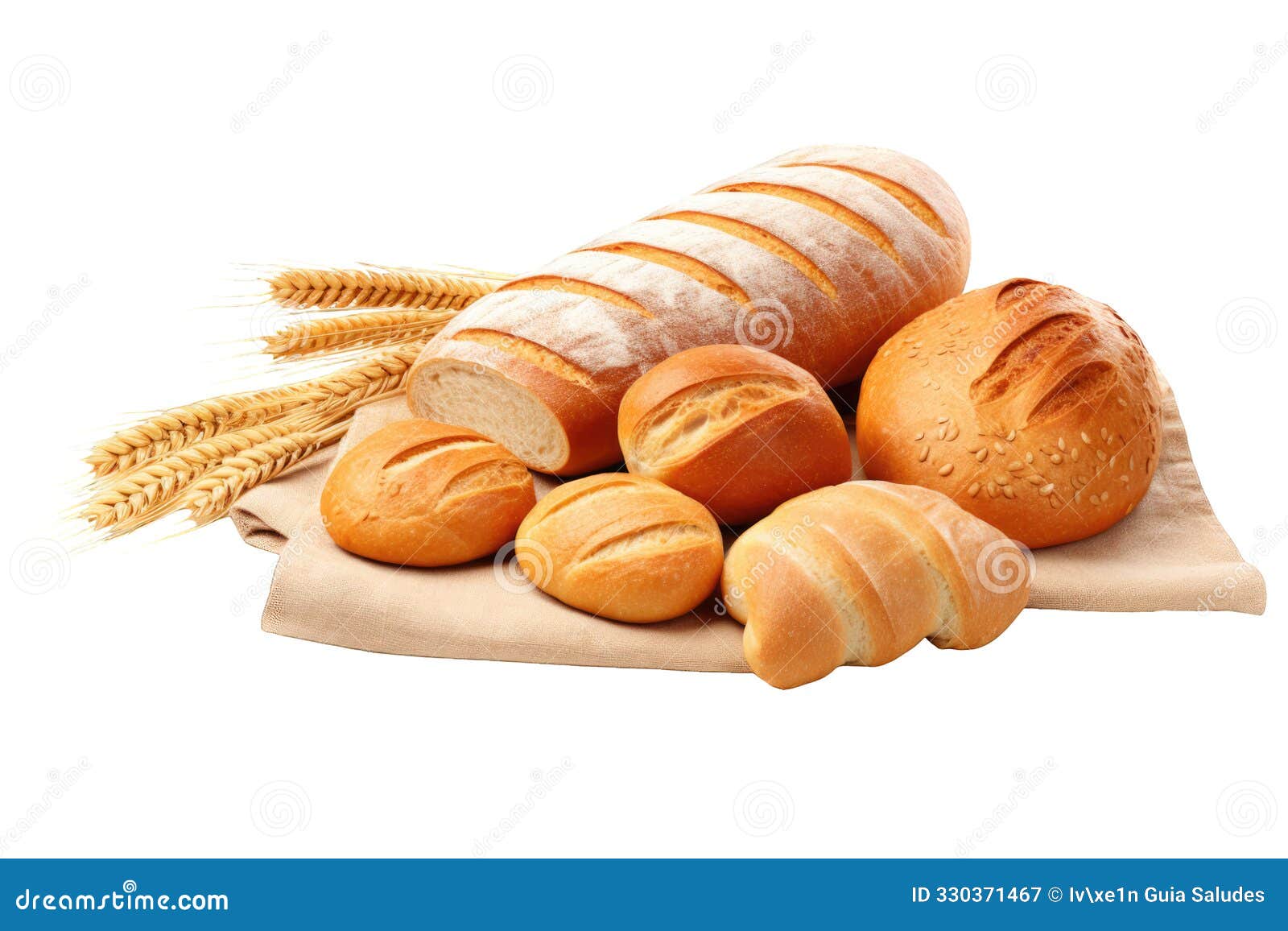 Composition Of Bread And Bread Slices On A Light Background. Bread Is A ...