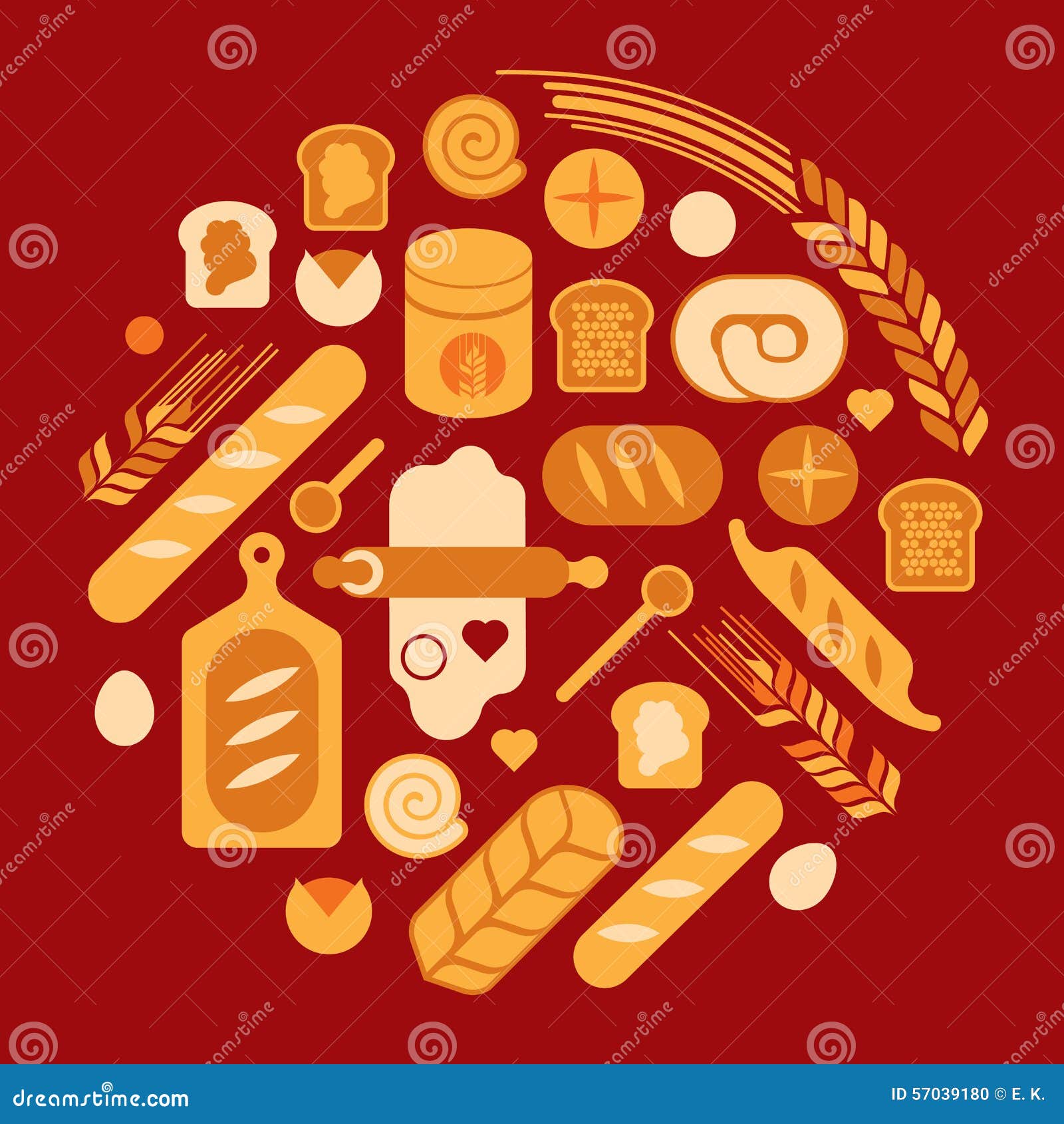 Composition Of Bread And Bread Slices On A Light Background. Bread Is A ...