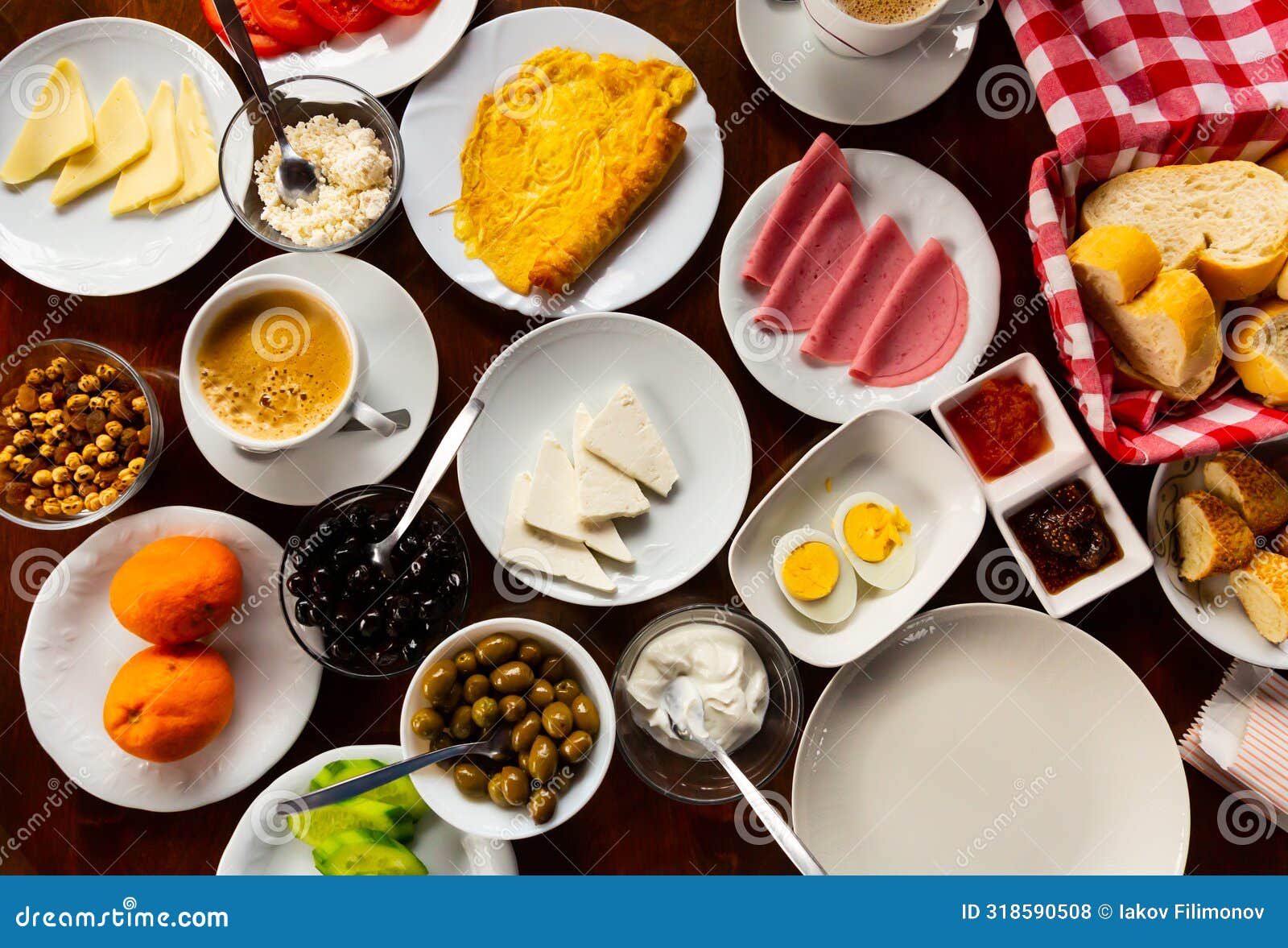 Composition with Breakfast on the Table. Halal Breakfast Stock Photo ...