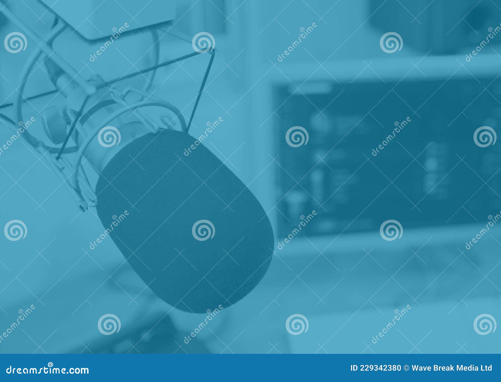Composition of Broadcasting Microphone in Radio Studio on Blue ...