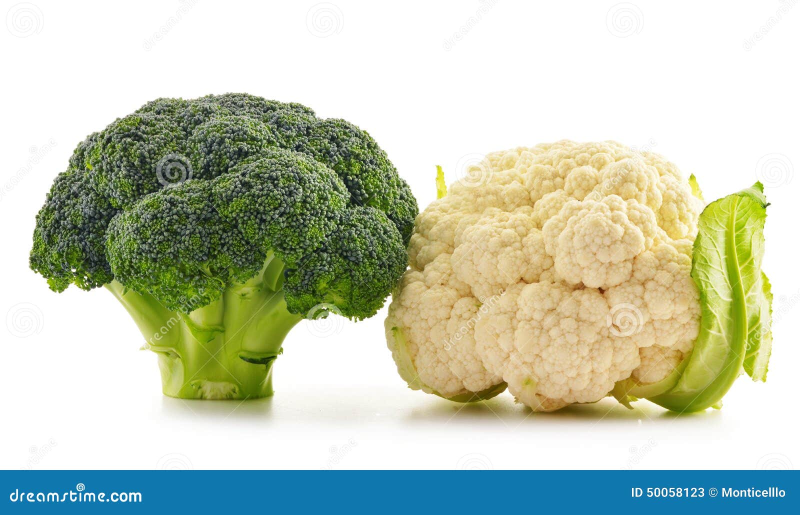 Composition with Broccoli and Cauliflower on White Stock Image - Image ...