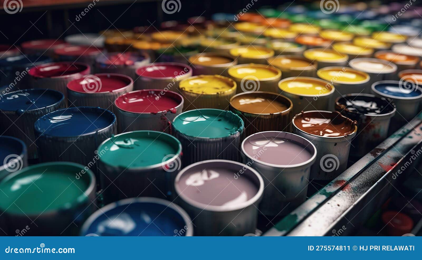 Composition with Brushes, Color Chart and Paint Containers. Generative ...