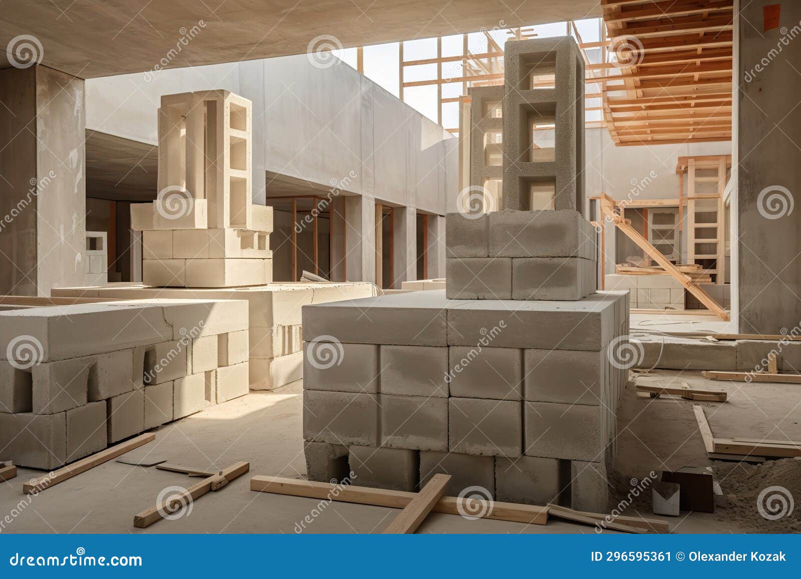 Composition of Building Concrete Blocks in Interior Building Under ...