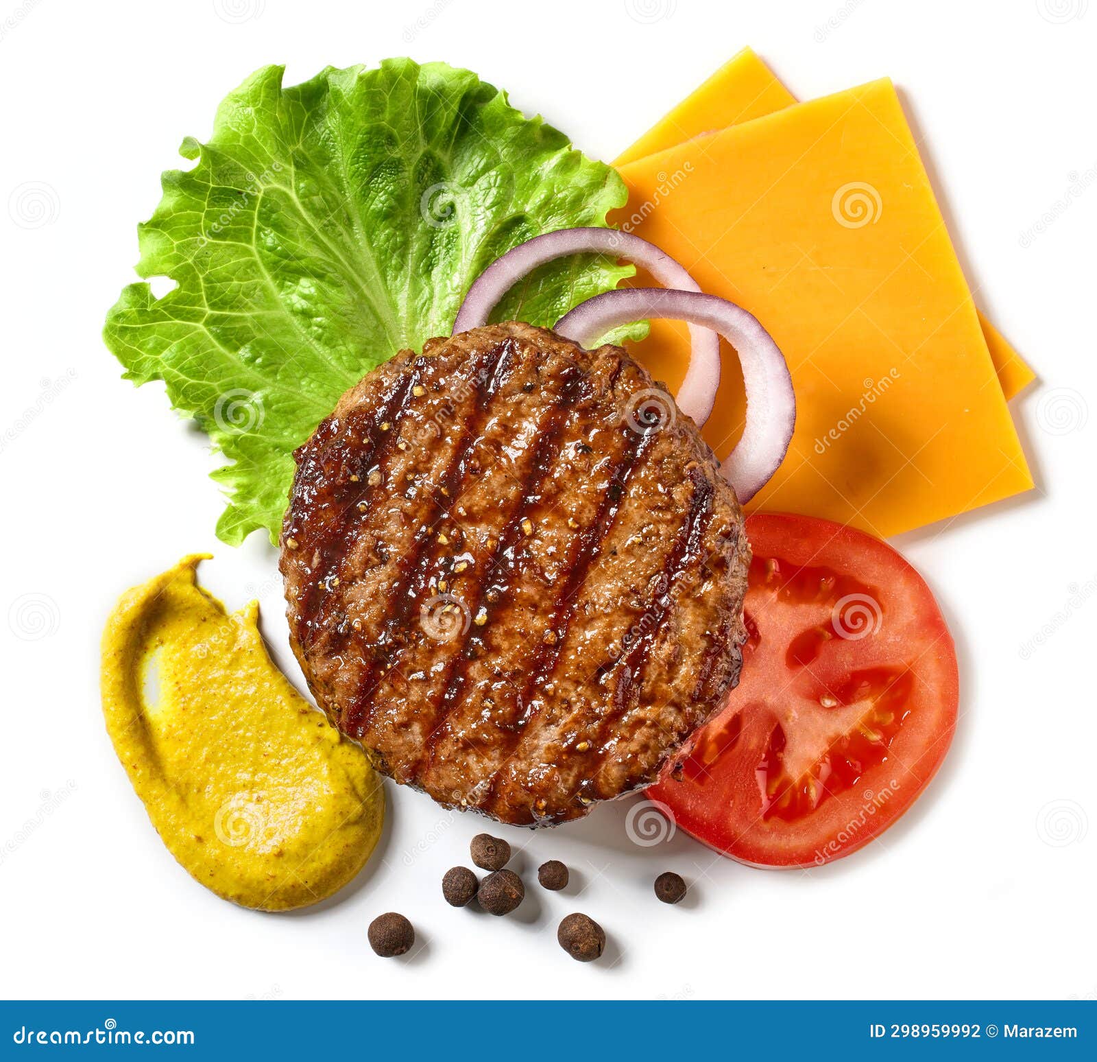 Composition of Burger Ingredients Stock Photo - Image of tasty ...