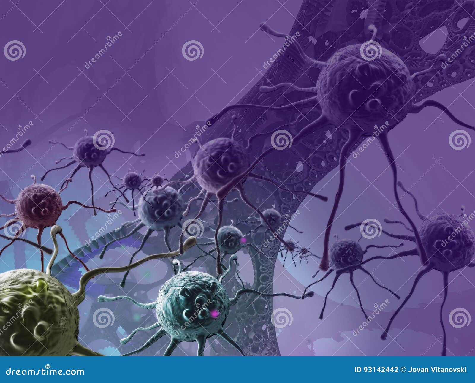 Composition Cancer Cells in Human Body Stock Illustration ...