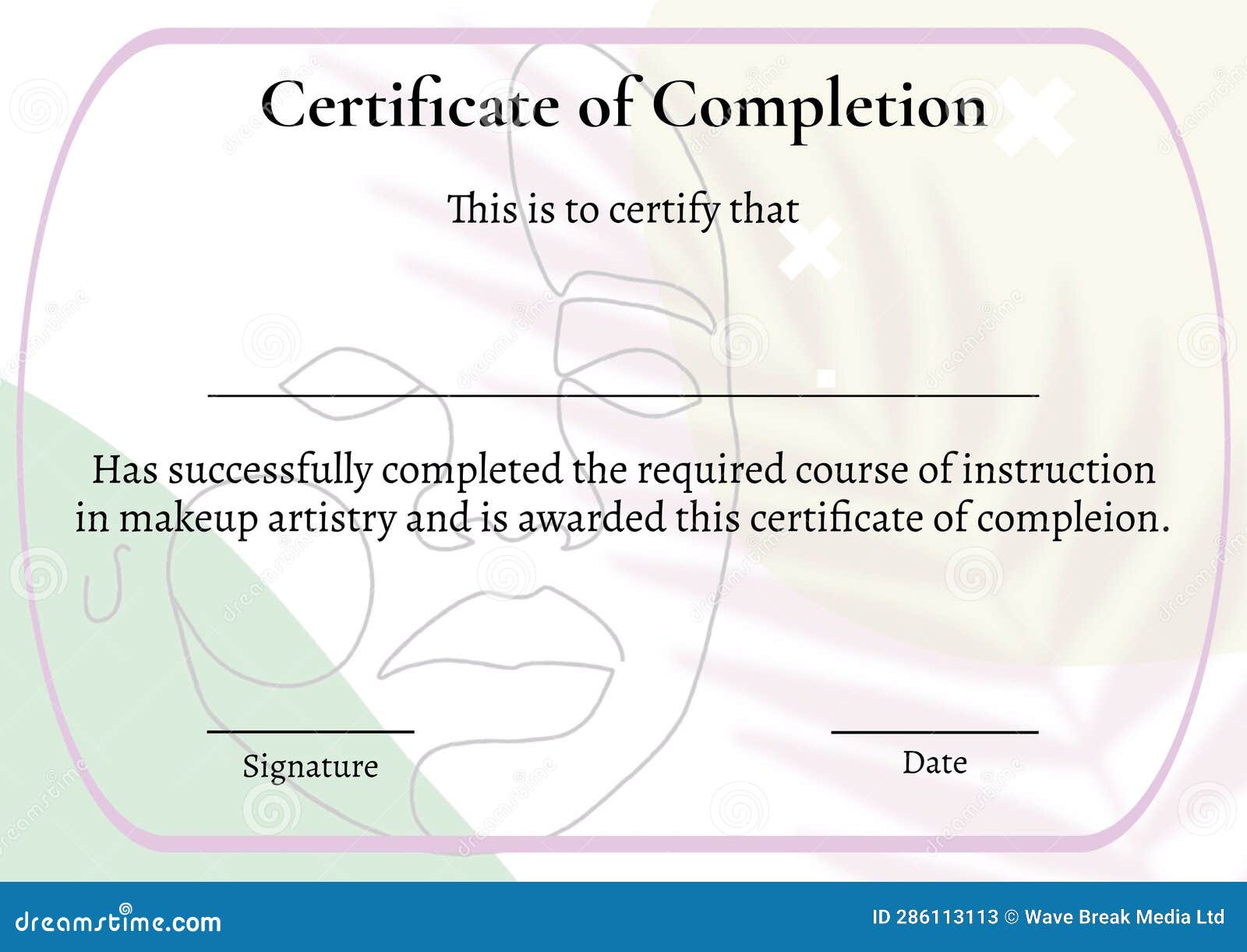 Composition Of Certificate Of Completion Text With Copy Space On Pink ...