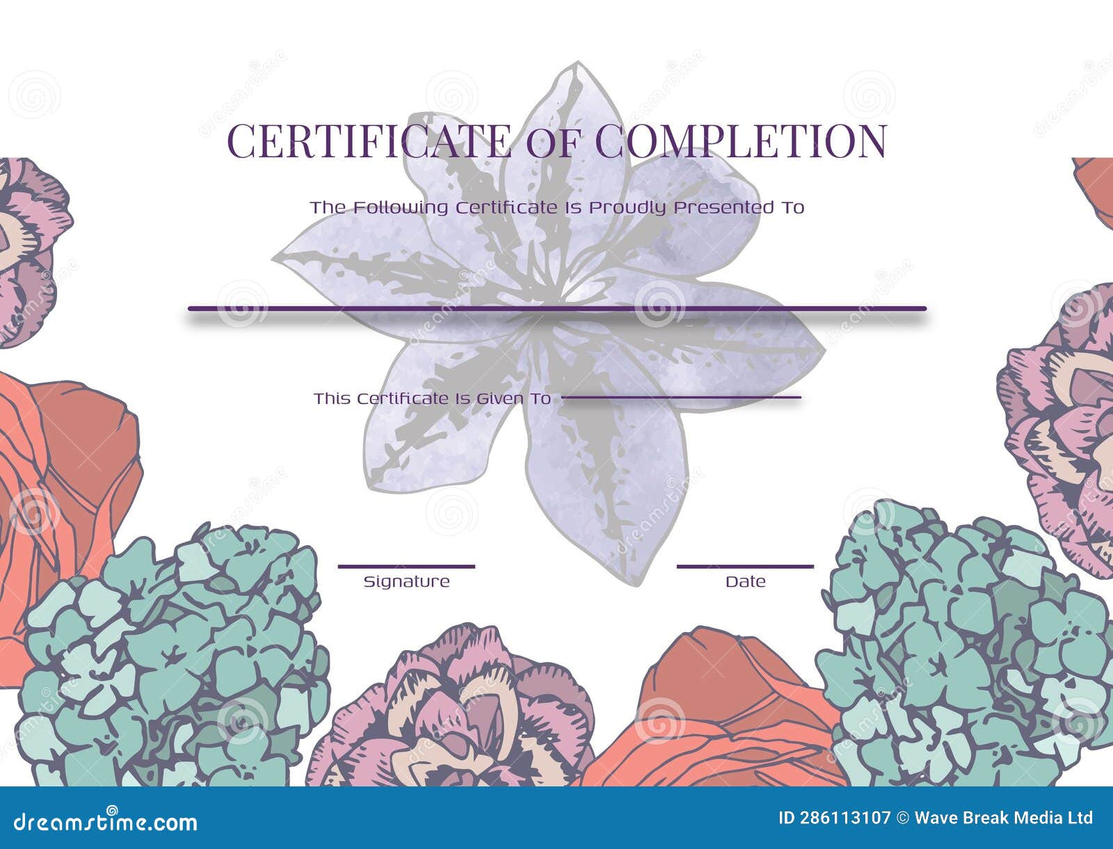 Composition Of Certificate Of Completion Text With Copy Space On Pink ...