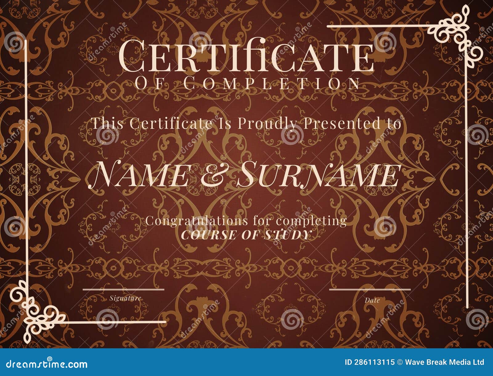 Composition Of Certificate Of Completion Text With Copy Space On Grey ...