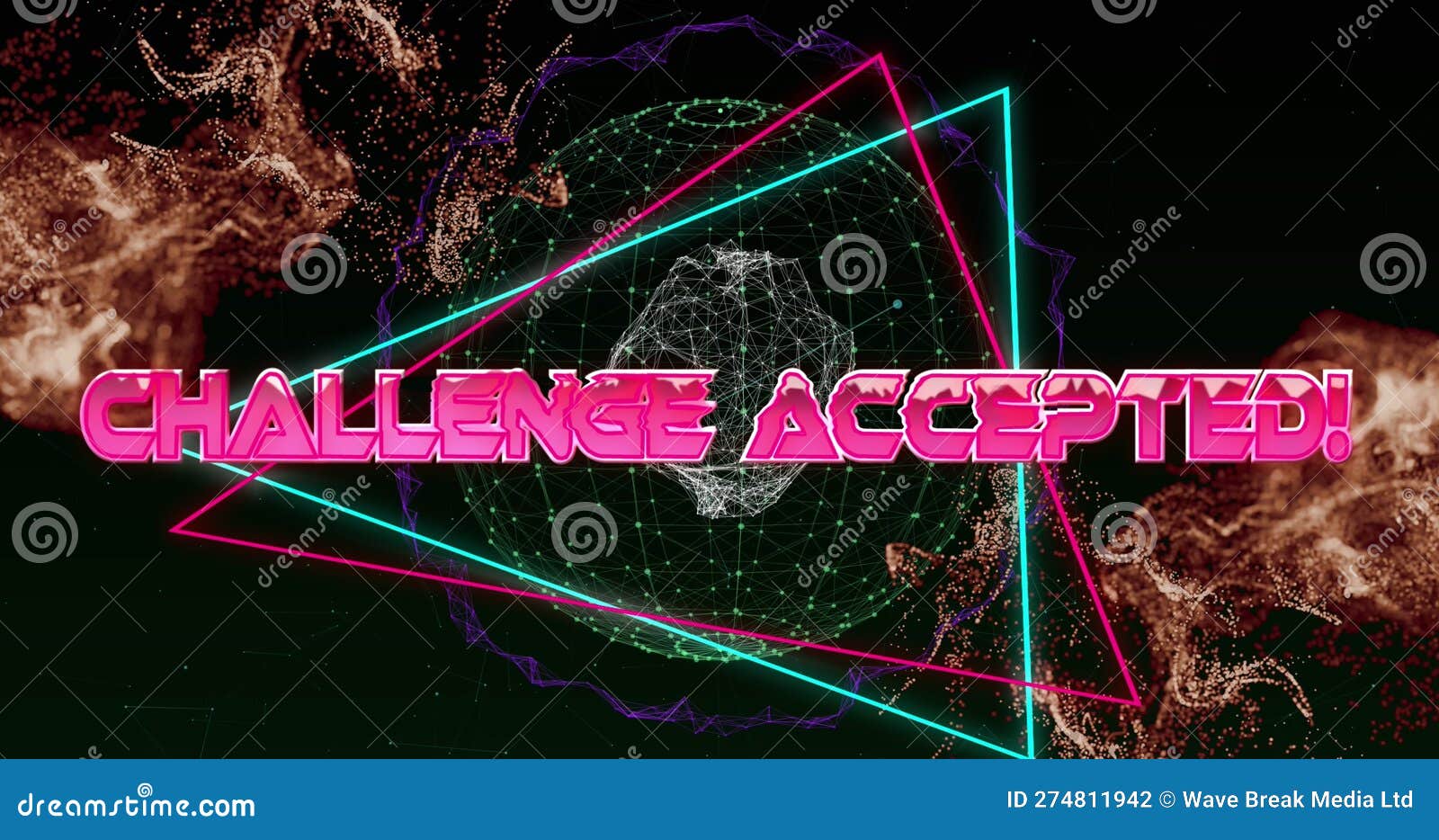 Composition of Challange Accepted Text Over Globe with Network of ...
