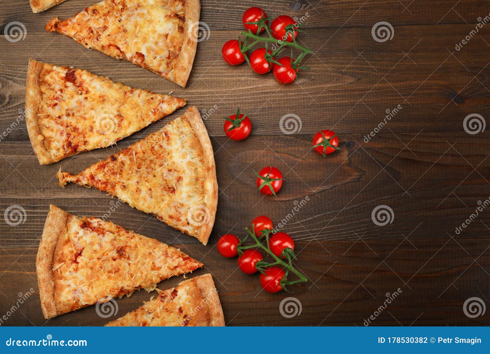 Composition with Cheese Pizza in Rustic Style Top View Stock Photo ...
