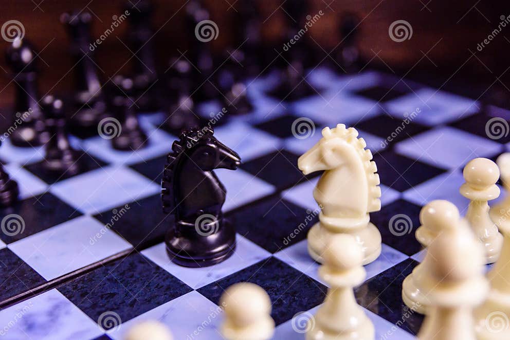 Composition of the Chess Pieces on a Chess Board Stock Photo - Image of ...