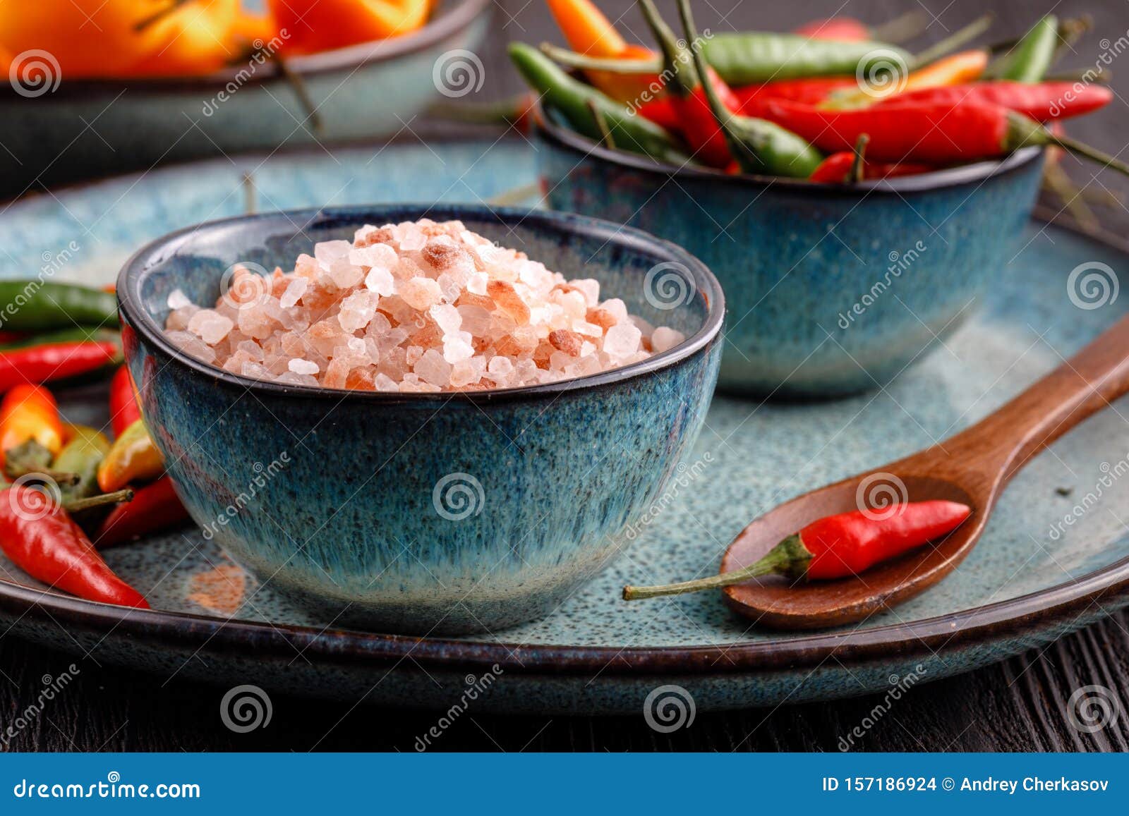 Composition with Chili Pepper and Rose Salt Stock Photo - Image of ...