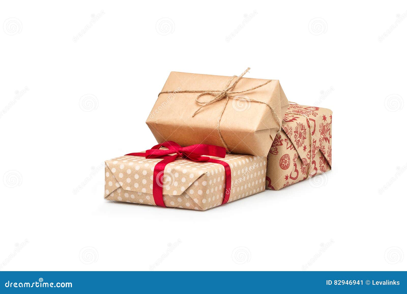 Composition of Christmas Gift Boxes Isolated on White Stock Image ...